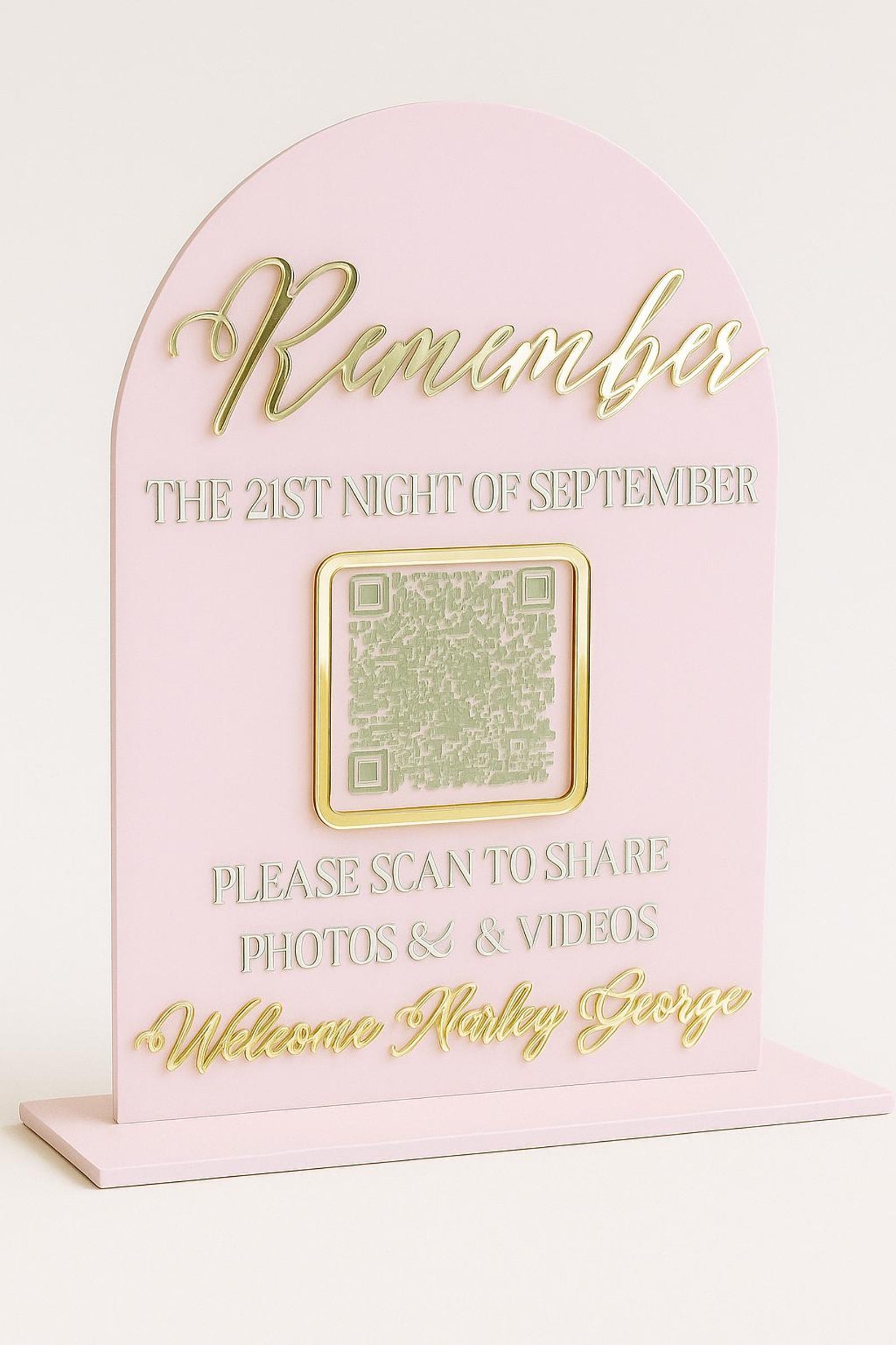 Personalized QR Code Acrylic Sign for Photo Sharing, Freestanding Party ...