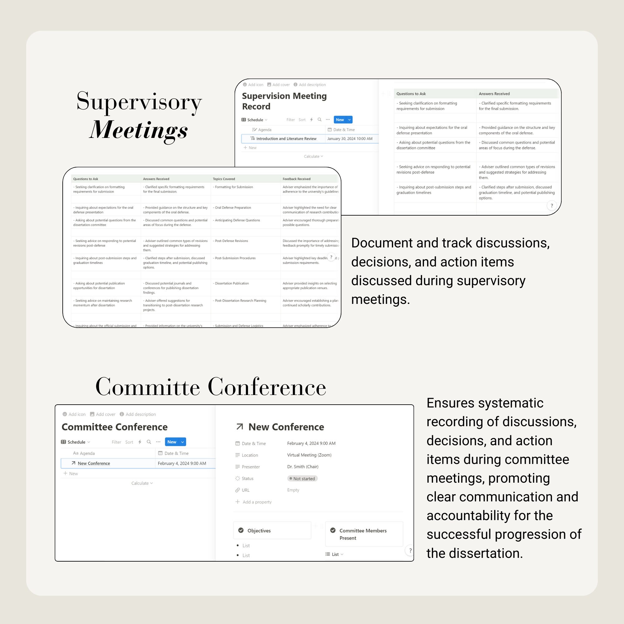 Dissertation Notion Planner: Phd Student Thesis Template (digital ...