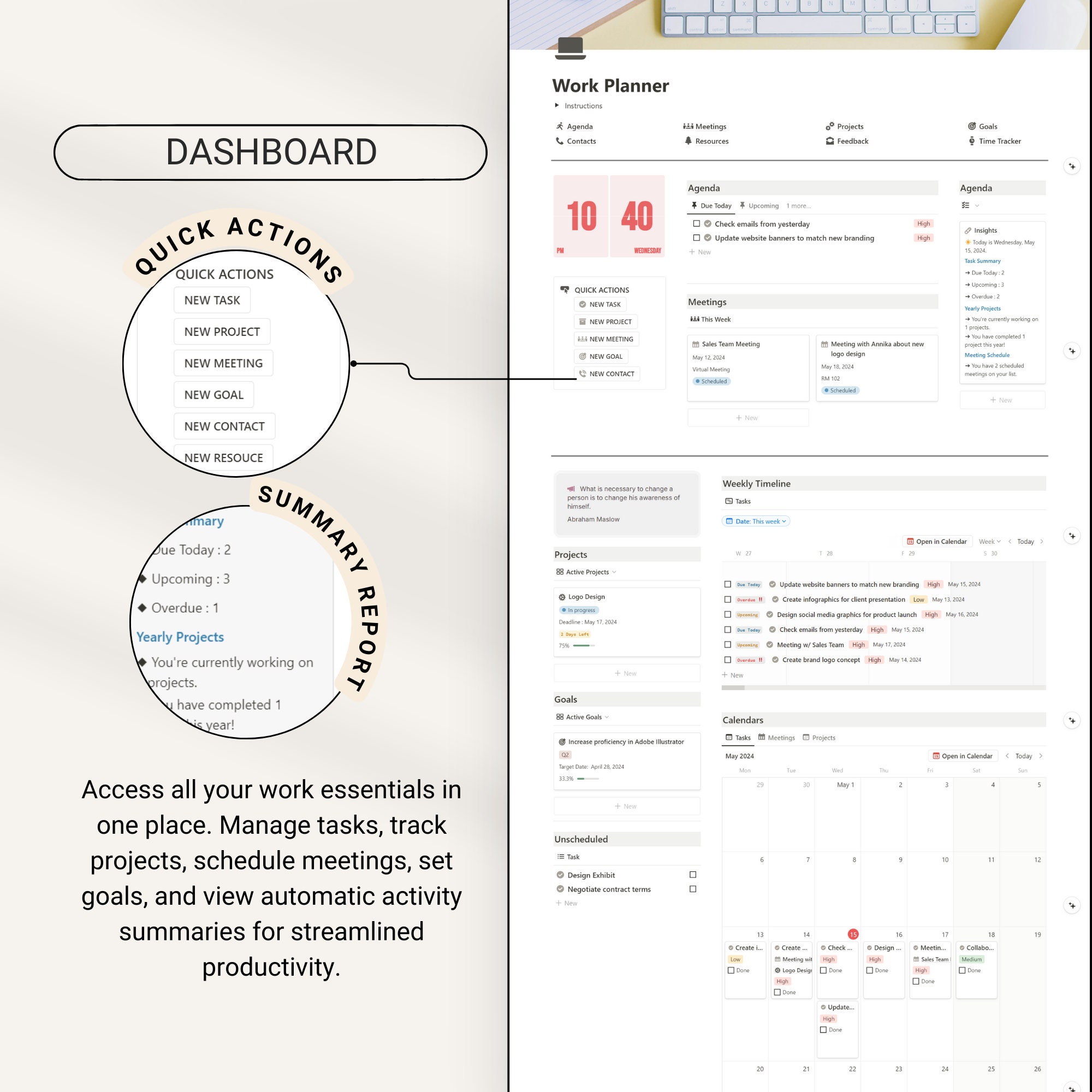 Notion Work Planner Template Project Management Task Manager Notion ...