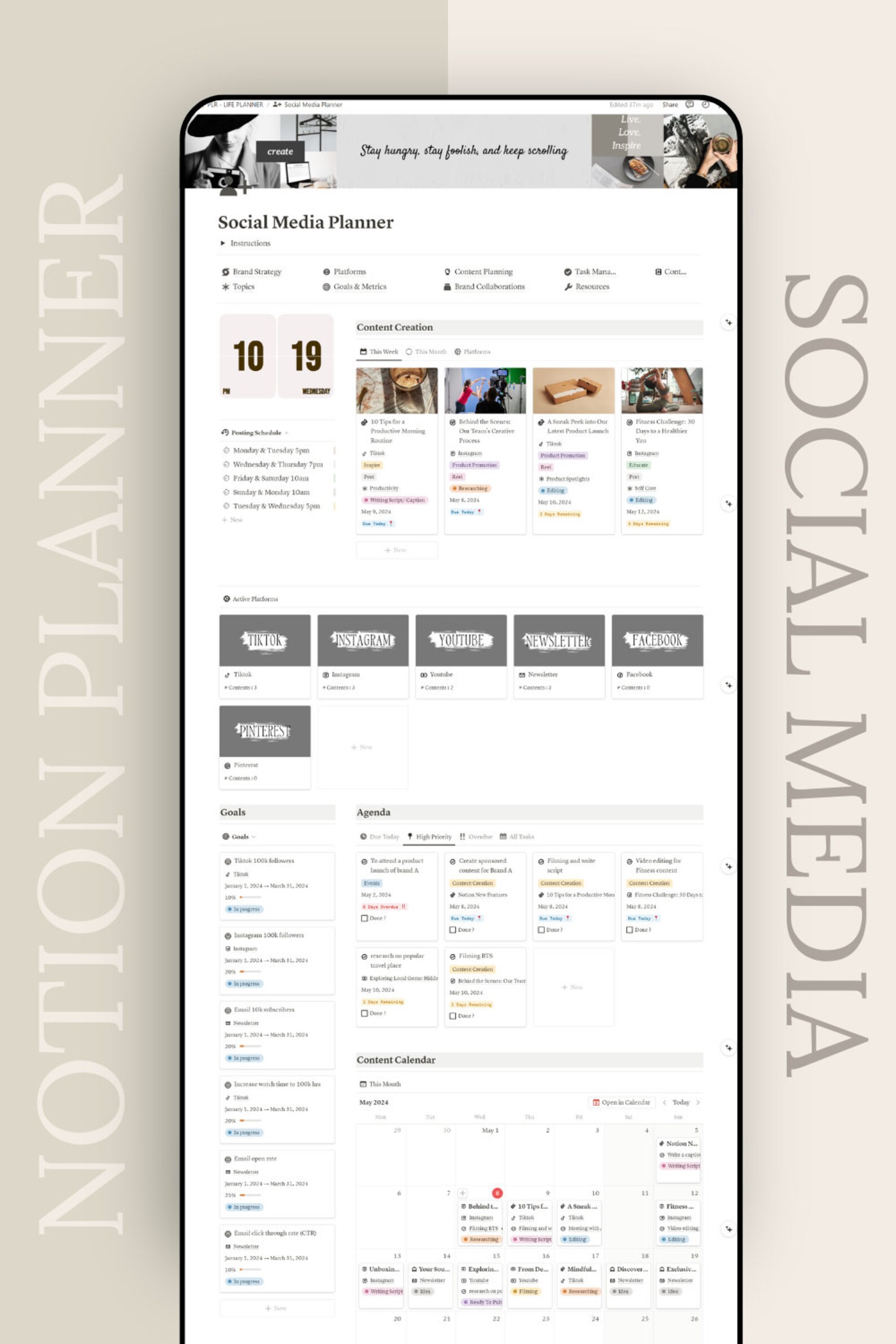 Notion Social Media Content Planner Notion Template Content Calendar Batch Content Creation Task ...