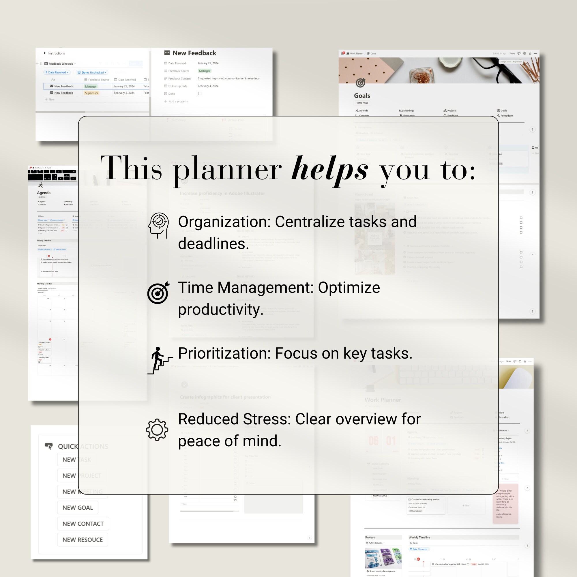 Notion Work Planner Digital Project Management Notion Template ...