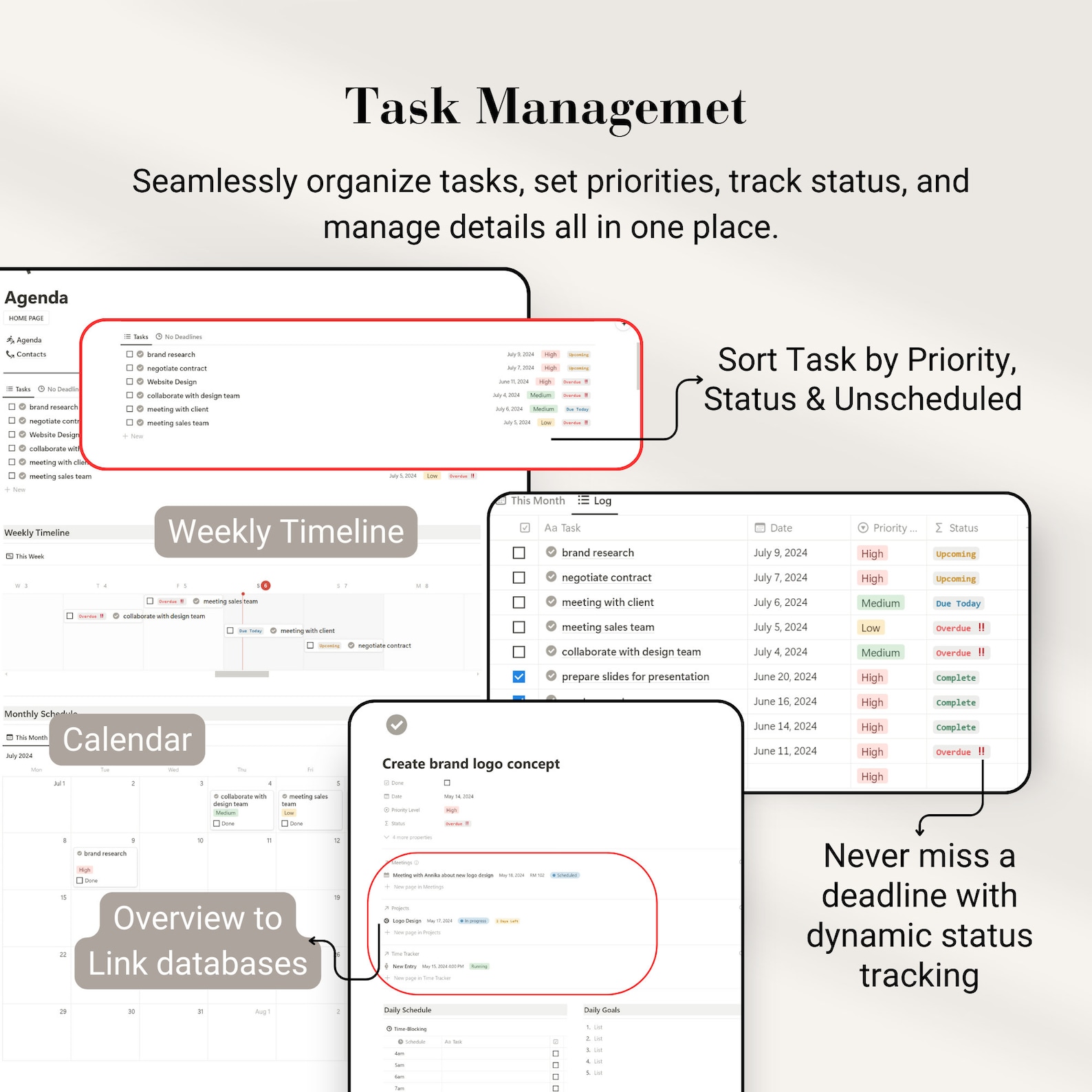 Notion Work Planner Template Project Management Task Manager Notion Daily Productivity - Etsy