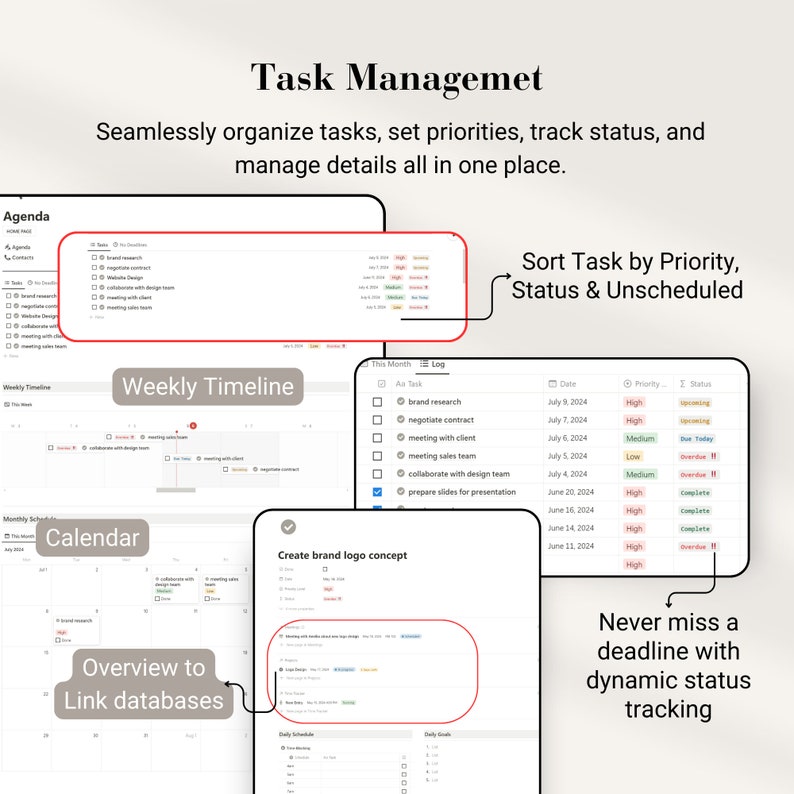 Notion Work Planner Template Project Management Task Manager Notion ...