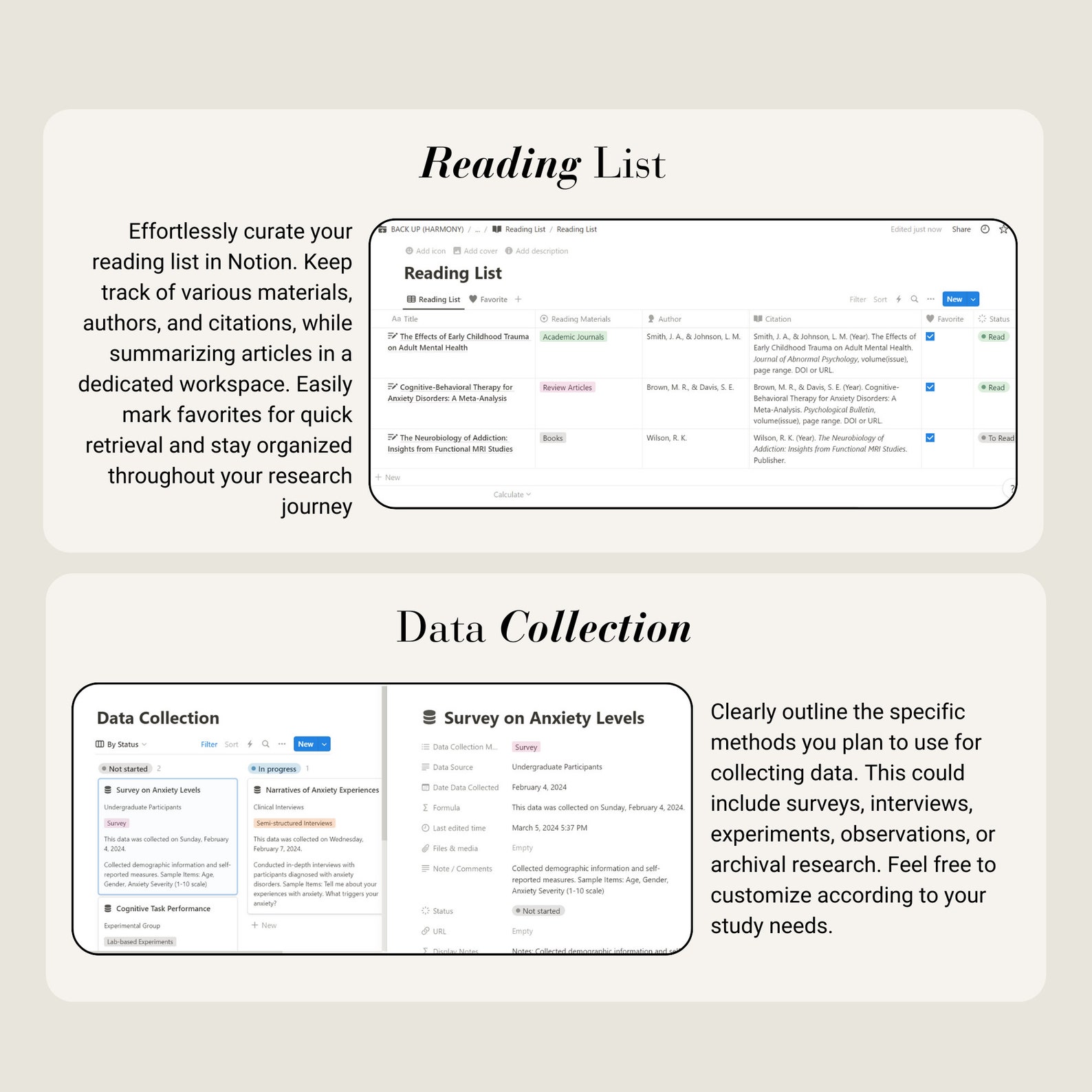 Dissertation Notion Planner: Phd Student Thesis Template (digital ...