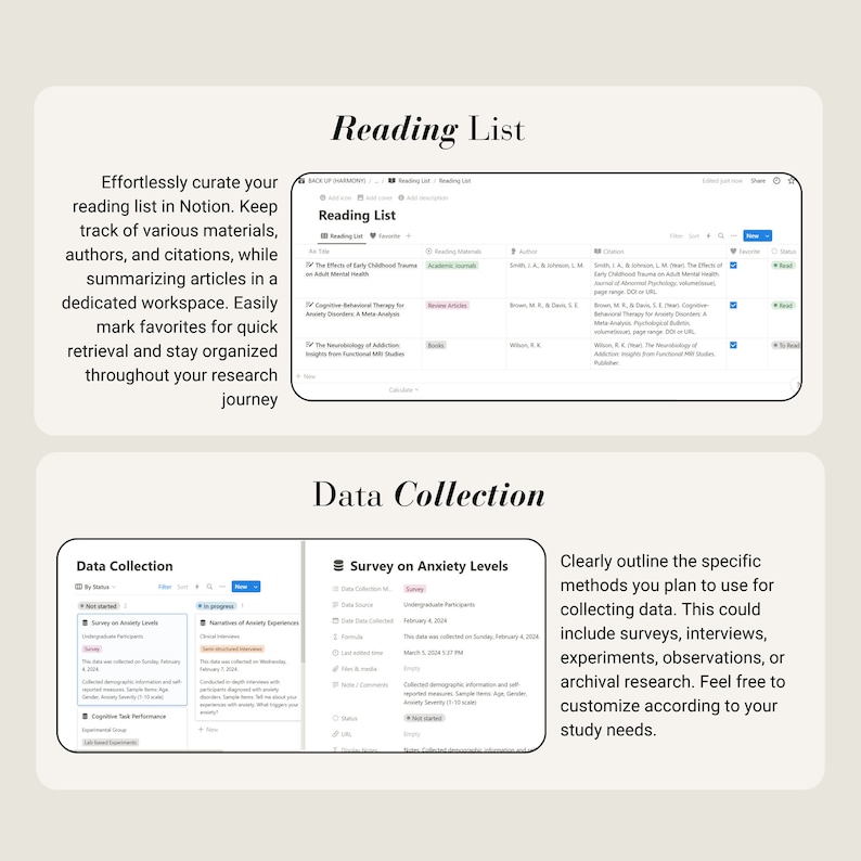 Dissertation Notion Planner: Phd Student Thesis Template (digital ...