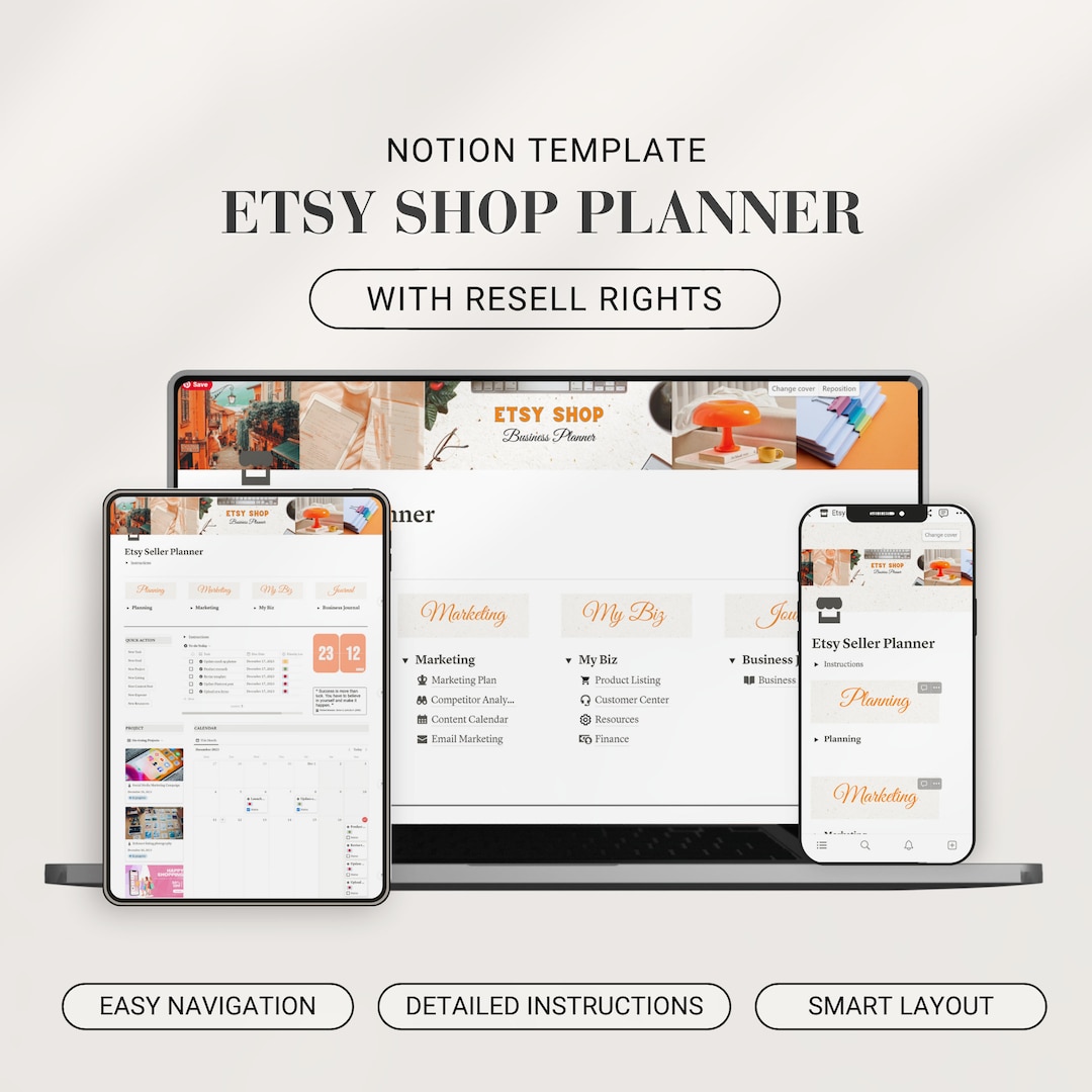 PLR Notion Business Template for Etsy Seller Planner Notion Digital ...