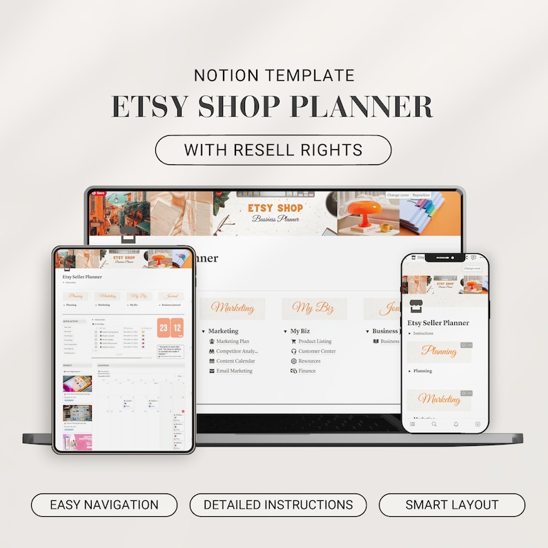 PLR Notion Business Template for Etsy Seller Planner Notion Digital ...