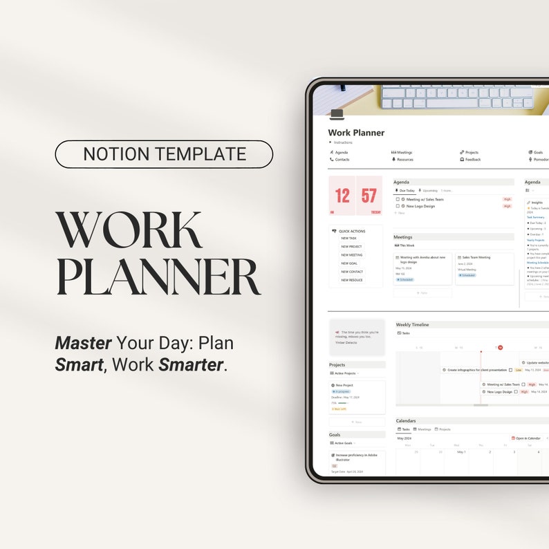 Notion Work Planner Template Project Management Task Manager Notion ...