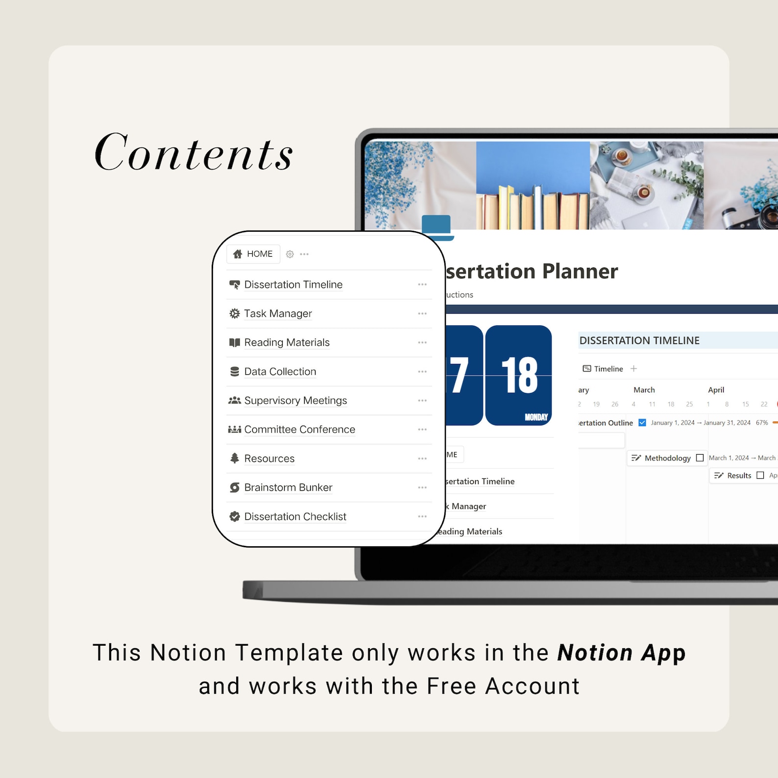 Dissertation Notion Planner: Phd Student Thesis Template (digital ...
