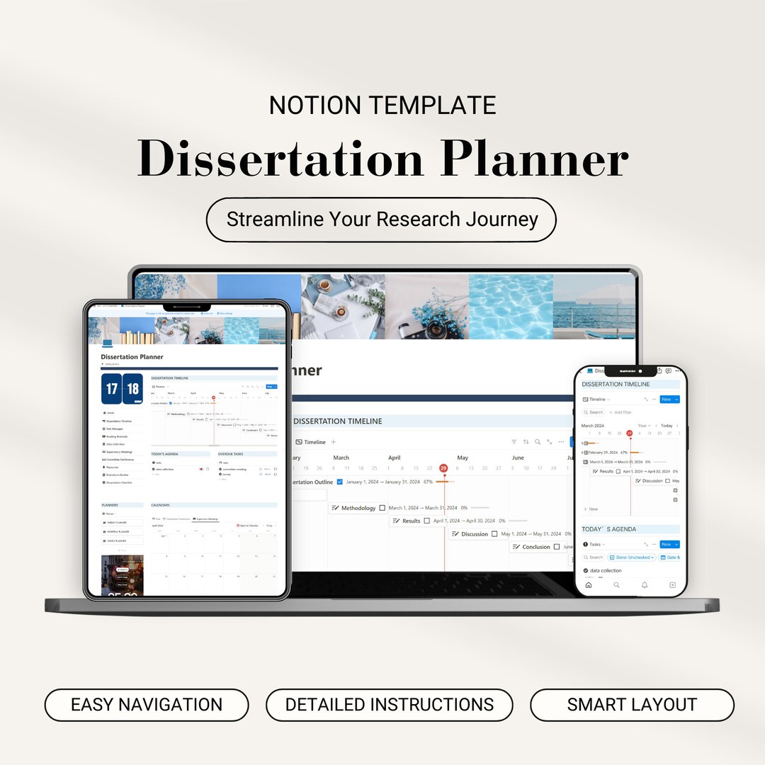 Dissertation Notion Planner: Phd Student Thesis Template (digital ...