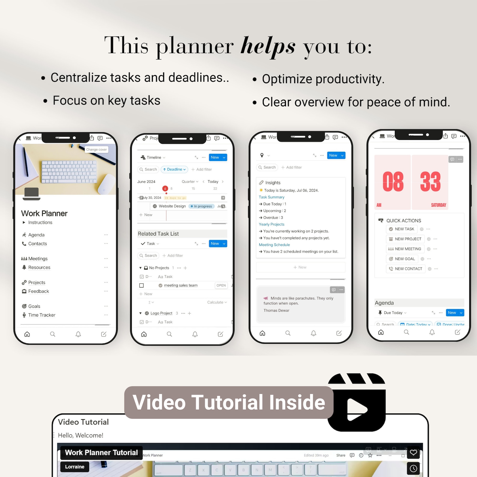 Notion Work Planner Template Project Management Task Manager Notion ...