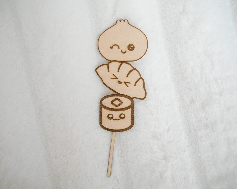 Cute Dumpling Cake Topper/ Wooden Simple Rustic Natural Decor / Bao ...
