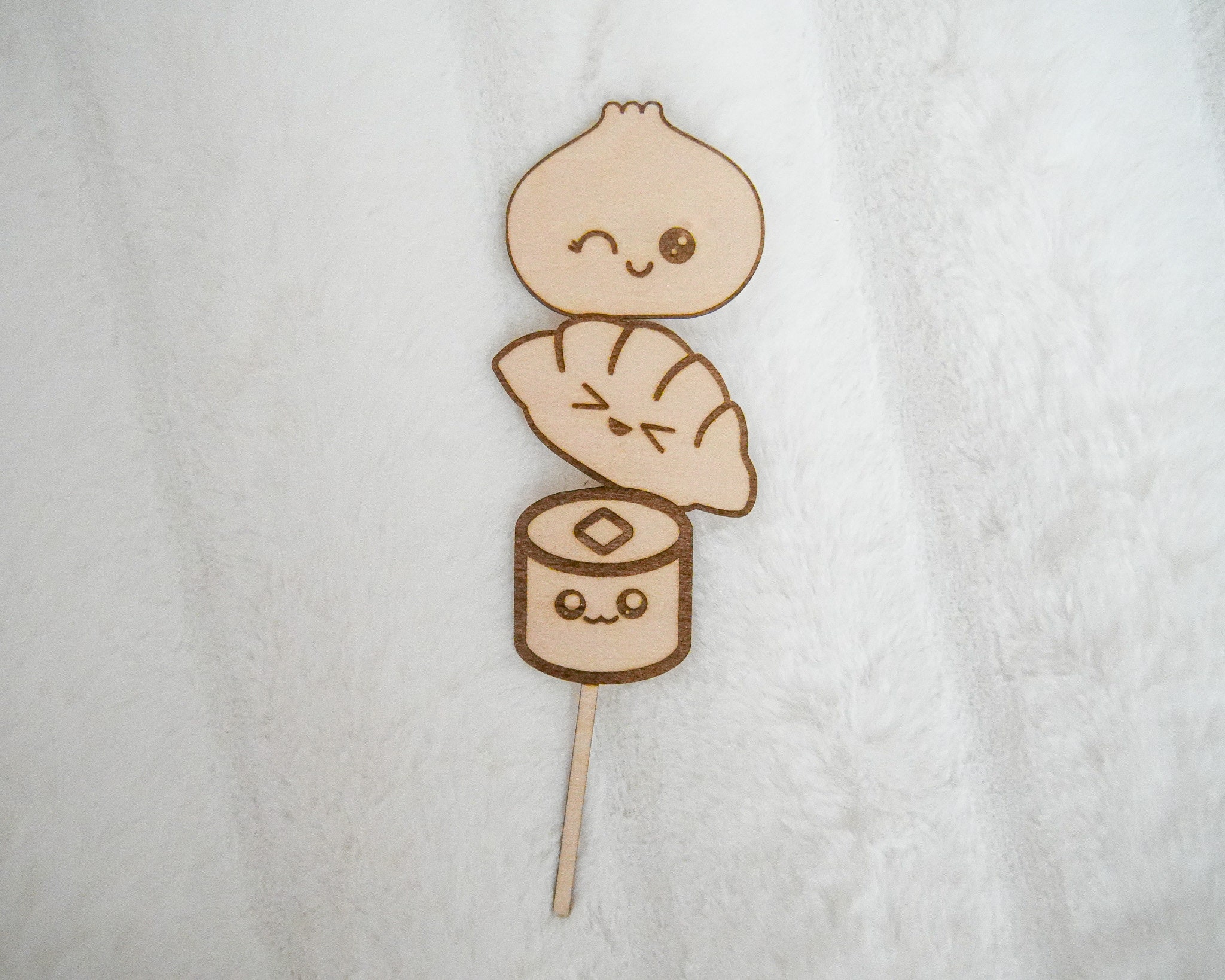 Cute Dumpling Cake Topper/ Wooden Simple Rustic Natural Decor / Bao ...