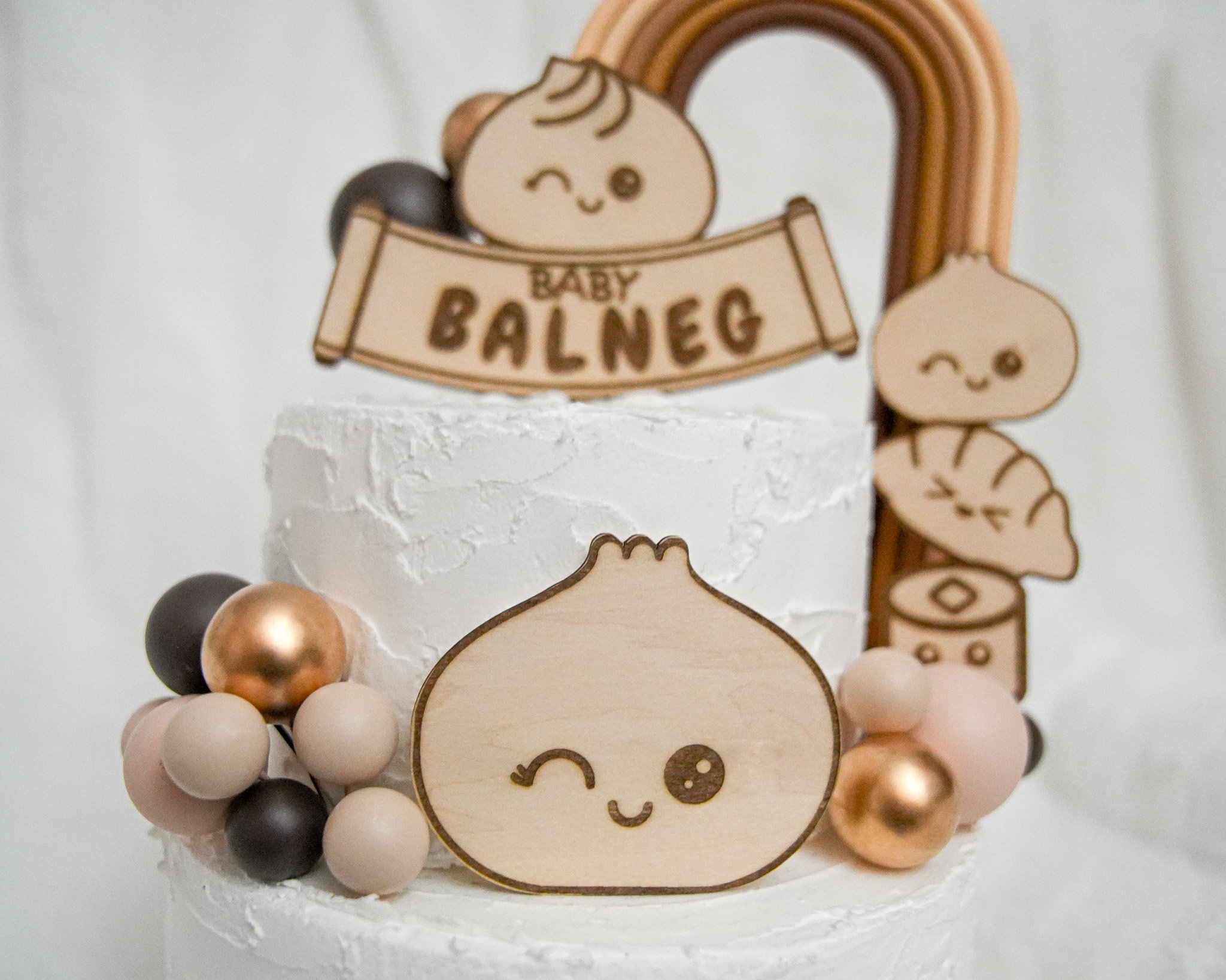 Cute Dumpling Cake Topper/ Wooden Simple Rustic Natural Decor / Bao ...