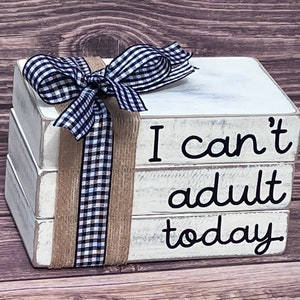 Fake Books, Stacked Farmhouse Wood Books, Decorative Wooden Book Stack ...