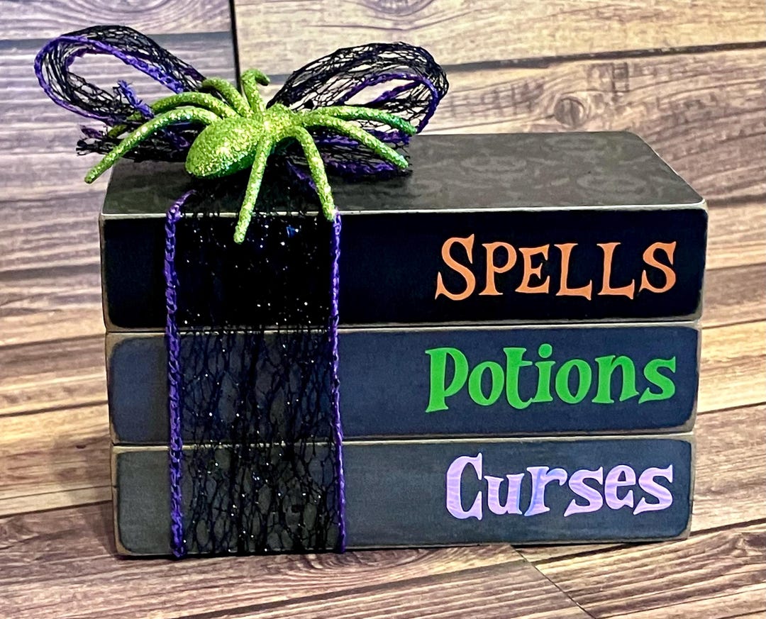Handmade Halloween Book Stack: Spooky Tiered Tray Decor - Etsy