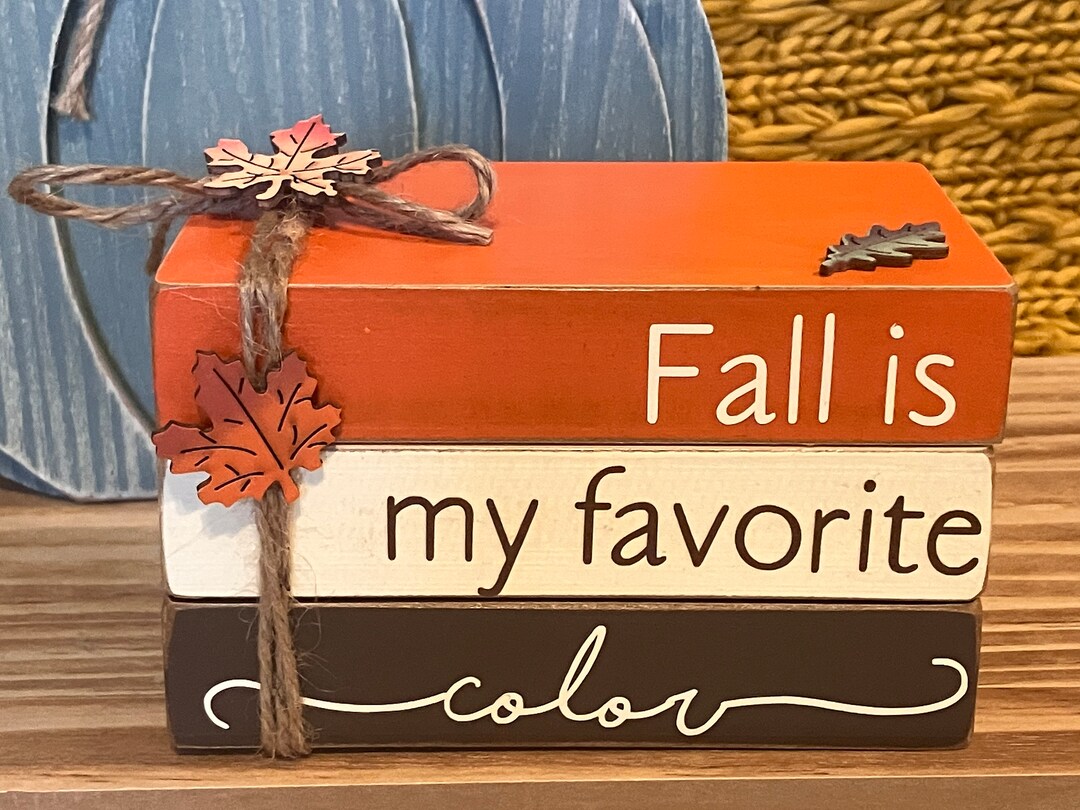 Fall Decorative Wood Book Stack, Fall Decor, Autumn Home Accent, Fall ...
