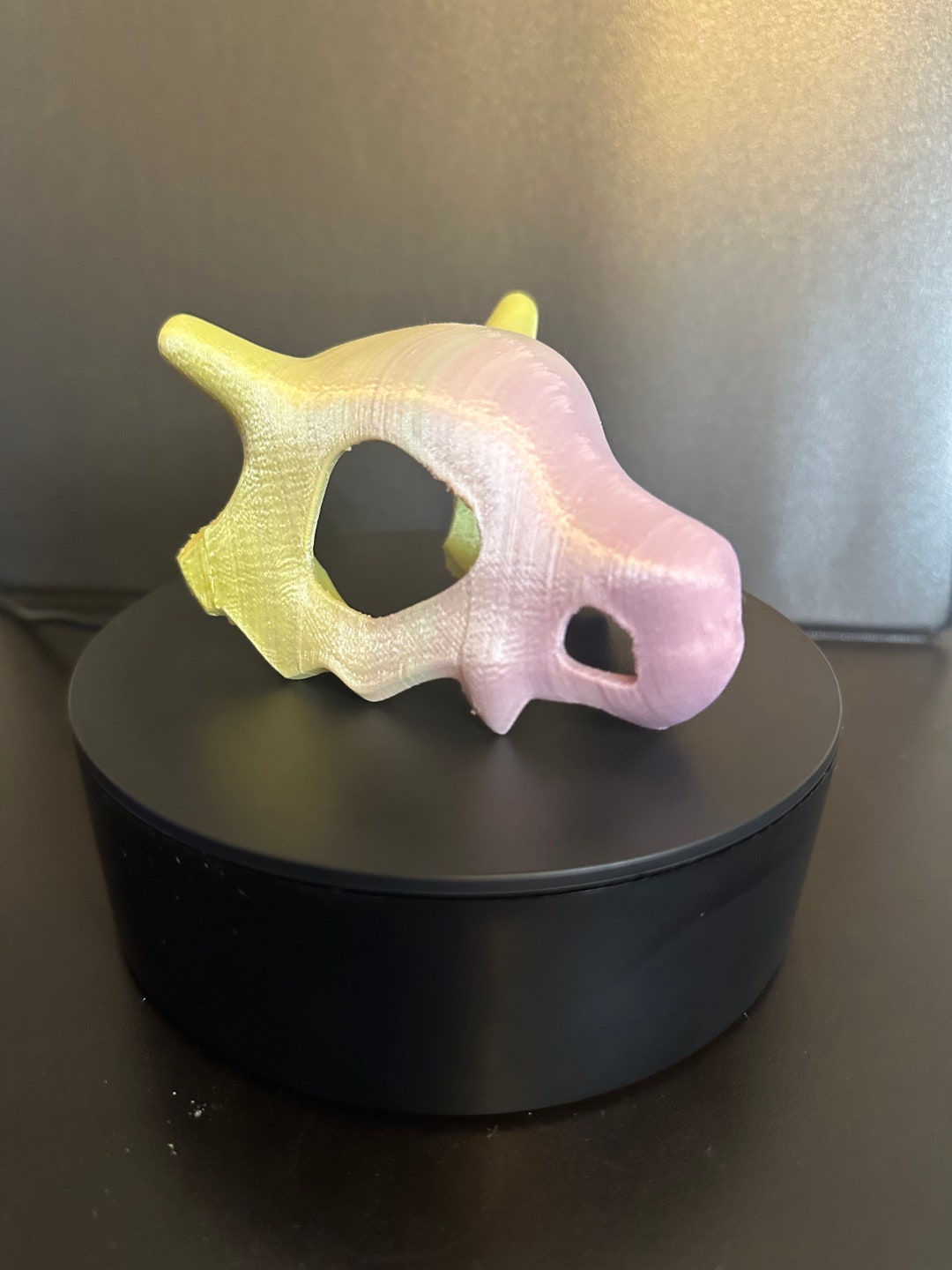 3D Printed Cubone Skull rainbow Filament Teal Low to Pink - Etsy