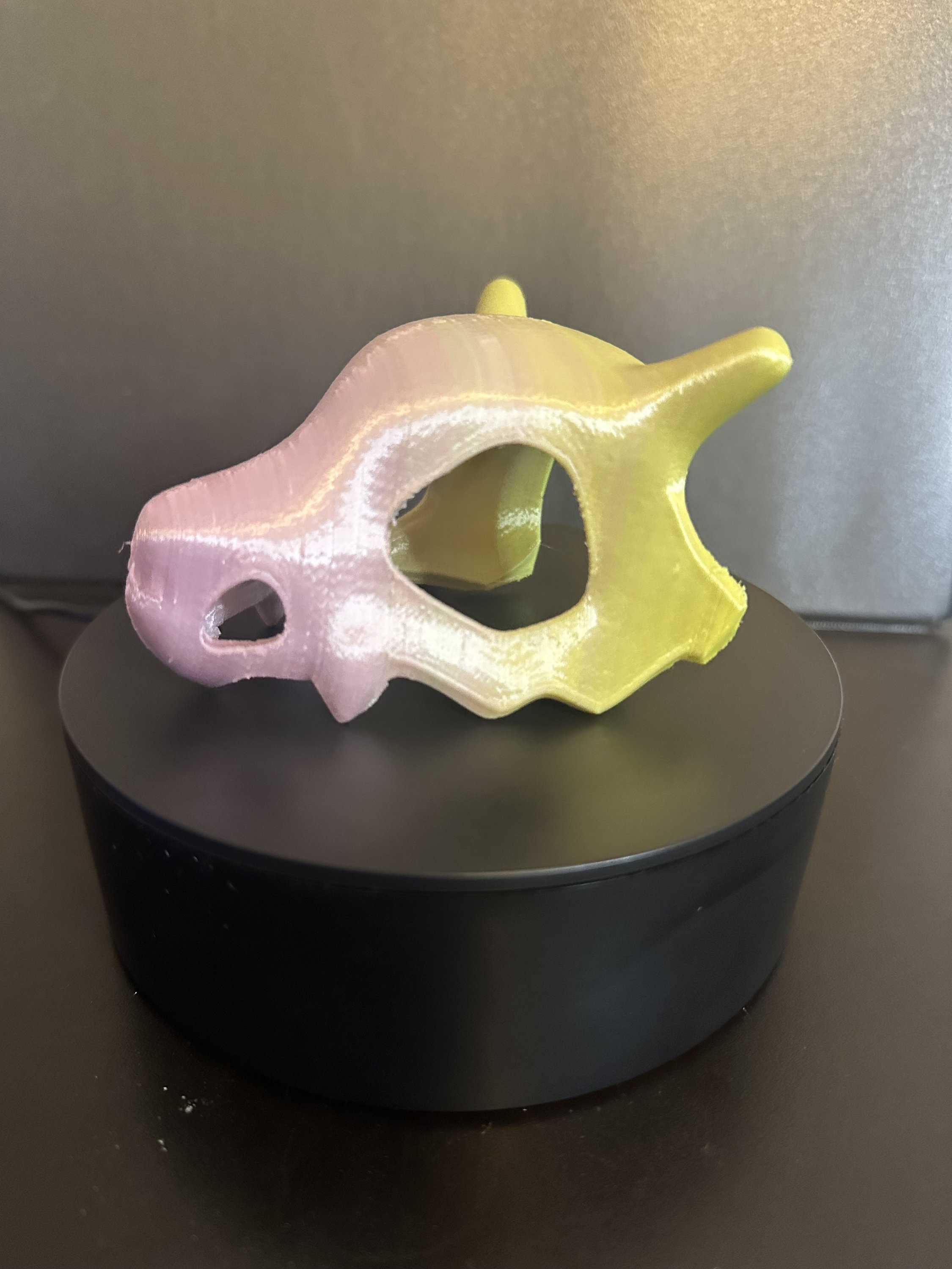 3D Printed Cubone Skull rainbow Filament Teal Low to Pink - Etsy