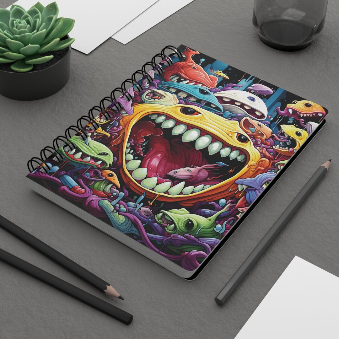 Screaming Monsters Spiral Bound Journal Laminated Cover, Notebooks ...