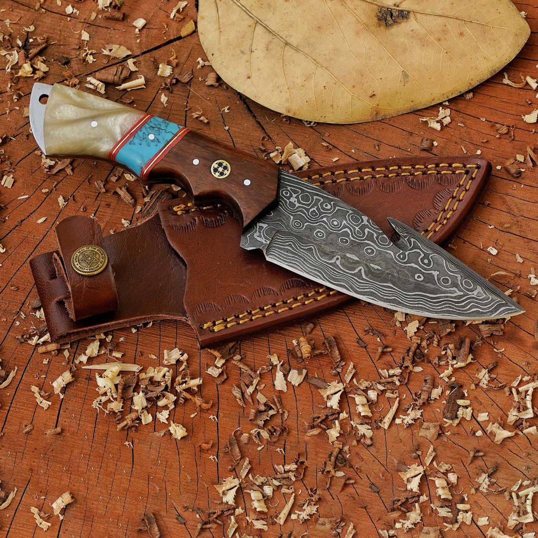 Fixed Blade 9" Hunting Knife Hand Forged Damascus Steel – Trailblazer's ...