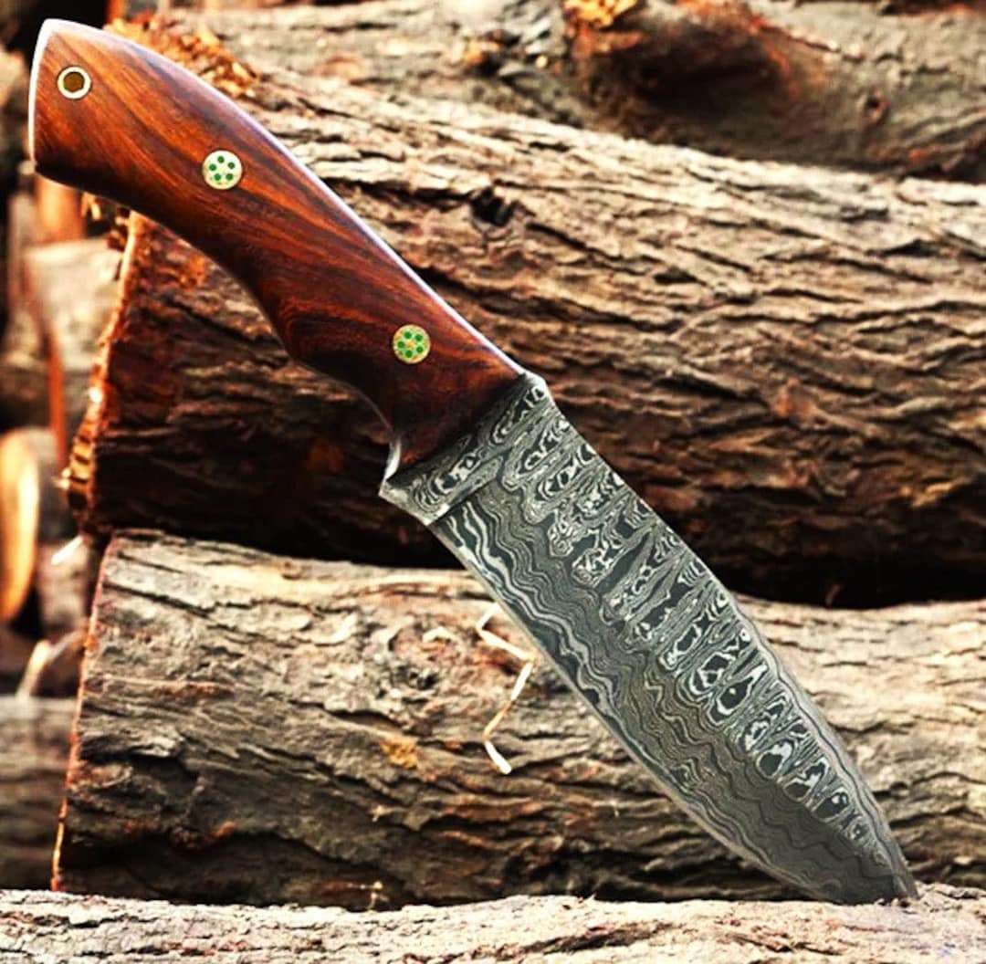 Hunting Knife Hand Made Damascus Steel Blade Razorwind - Etsy