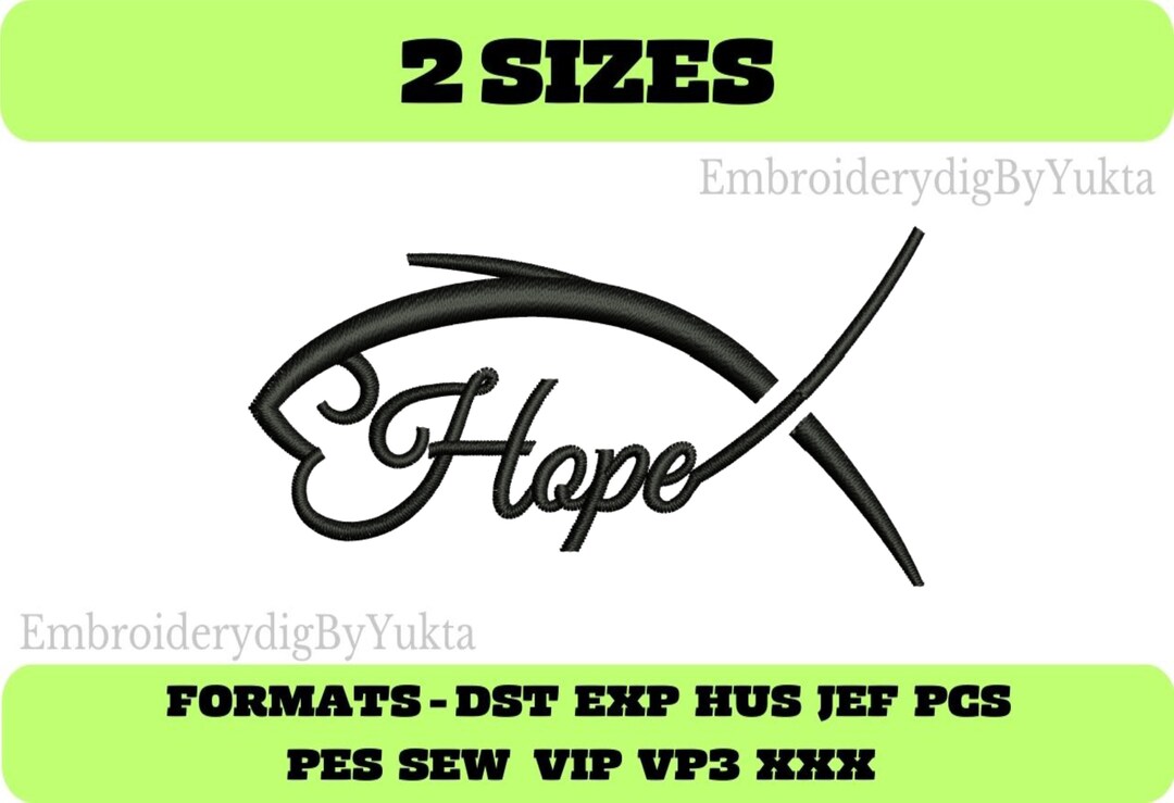 Hope Christian Fish Embroidery Design, Hope Christian Fish Pes File ...
