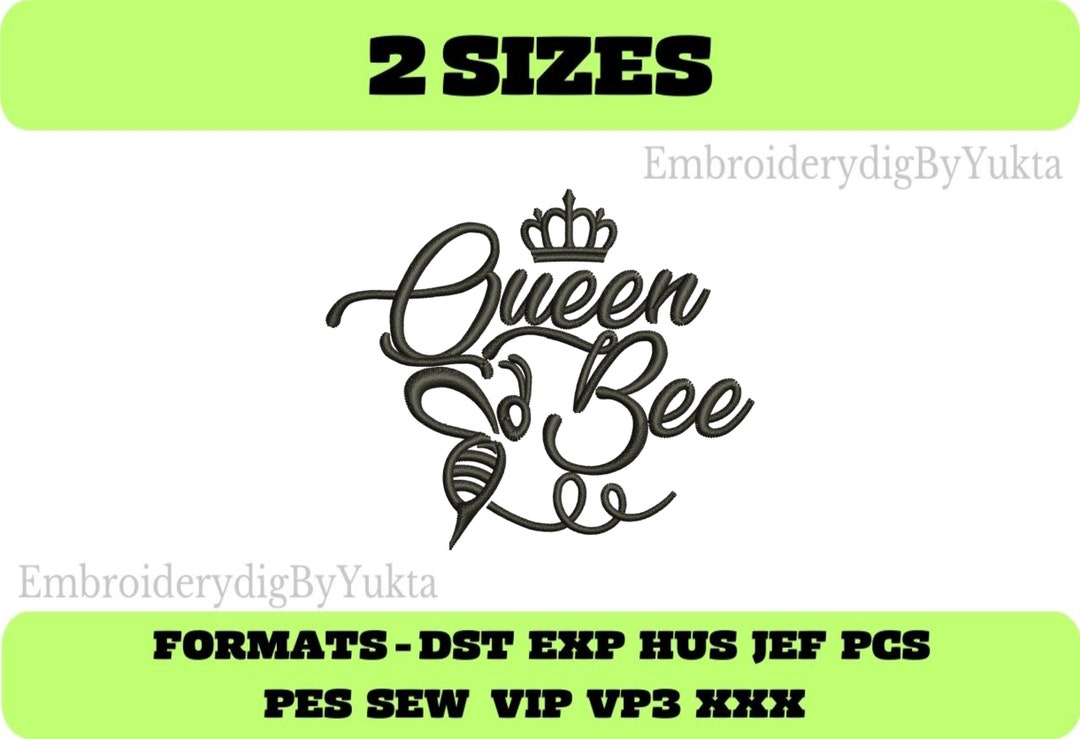 Queen Bee Embroidery Design Queen Bee Dst File Queen Bee Jef File Queen ...