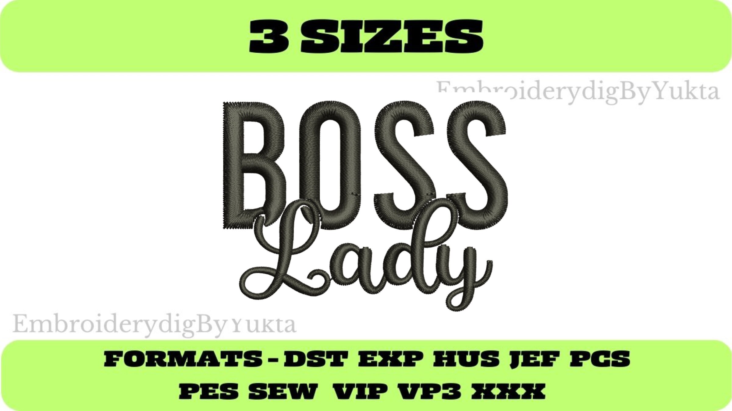Boss Lady Embroidery Design | Boss Lady Dst File | Boss Lady Jef File ...