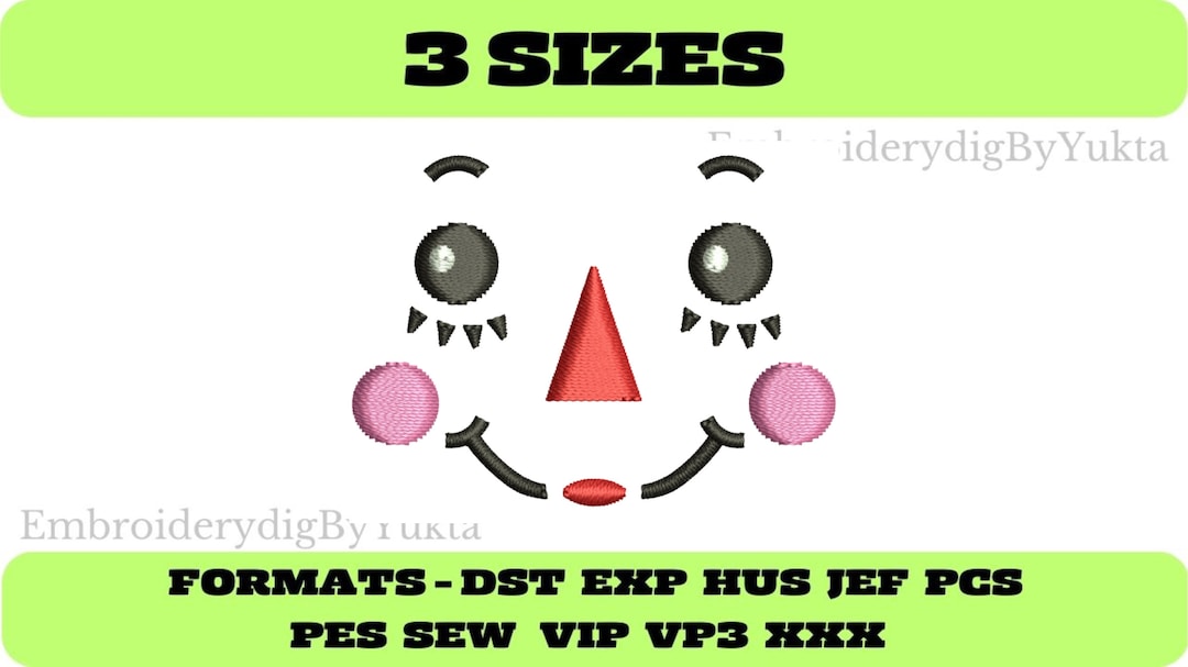 Doll Face Embroidery Design | Doll Face Dst File | Doll Face Jef File ...