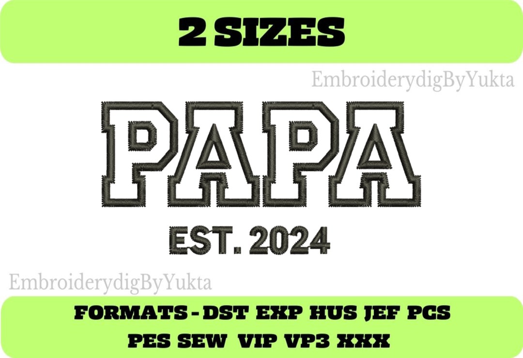 Papa Outline Embroidery Design | Papa Outline Dst File | Papa Outline ...