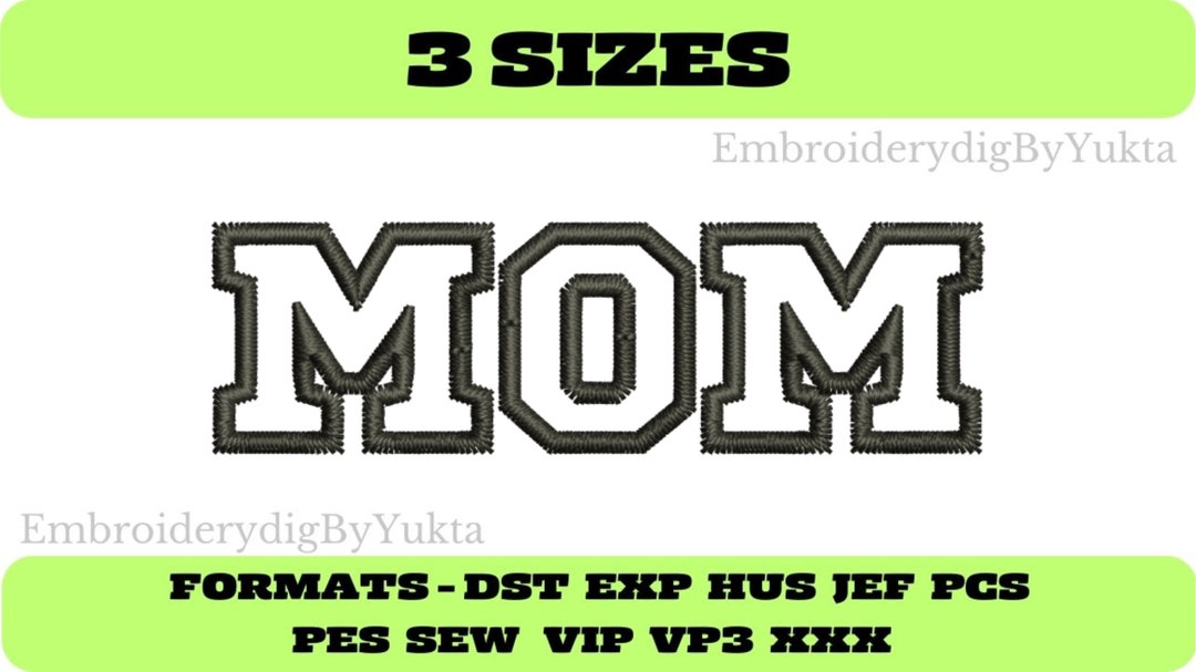 Mom Outline Embroidery Design | Mom Outline Dst File | Mom Outline Jef ...