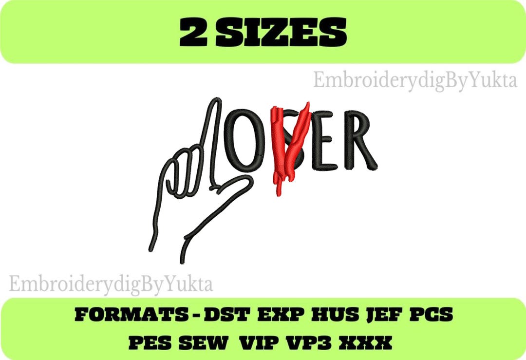 Loser Lover Embroidery Design, Loser Lover Hand Sign Embroidery ...