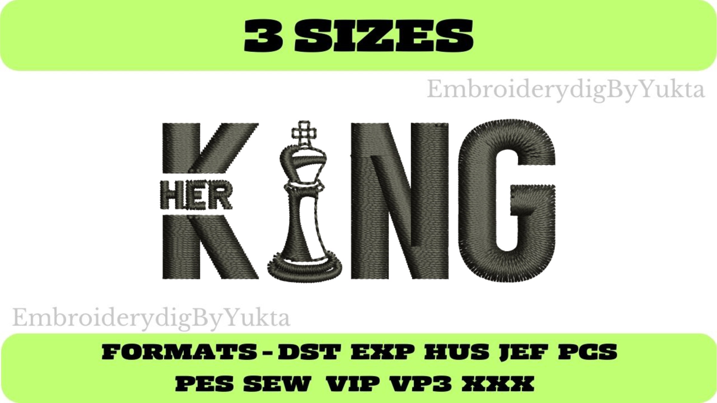 Her King Embroidery Design, Her King Pes File, Her King Dst File, Her ...