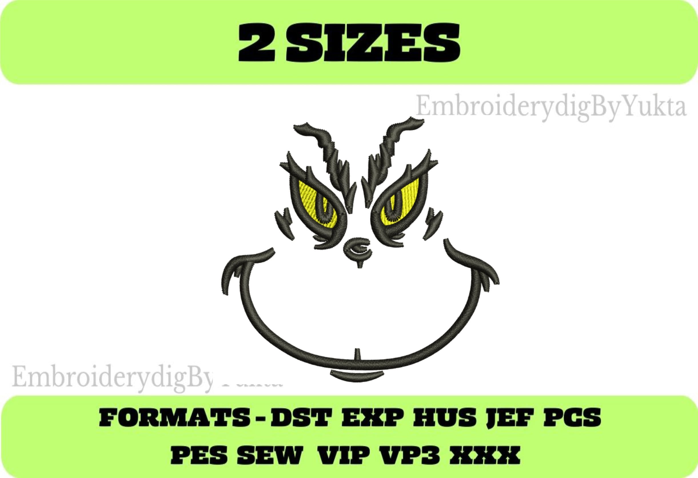 Grinch Face Embroidery Design | Grinch Face Dst File | Grinch Face Jef ...