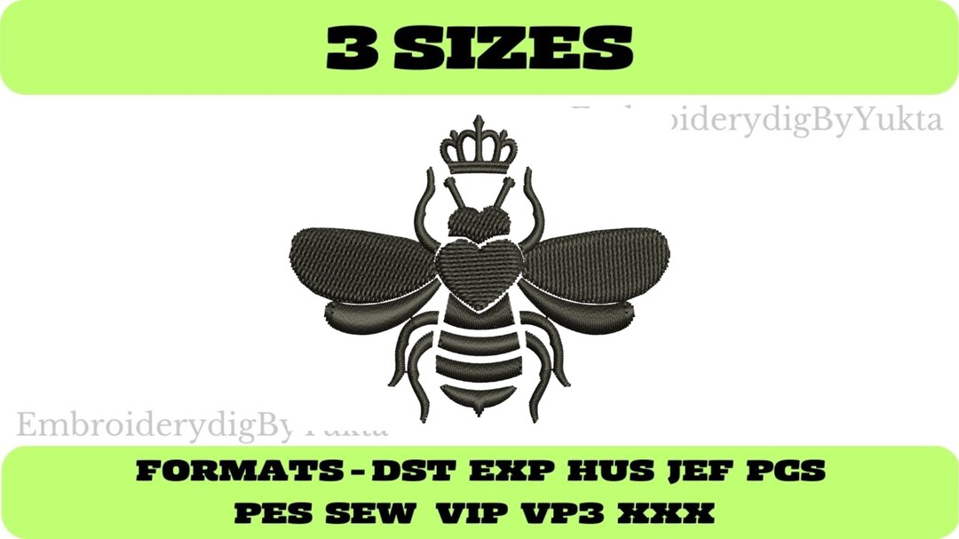 Queen Bee Embroidery Design Queen Bee Dst File Queen Bee Jef File Queen ...