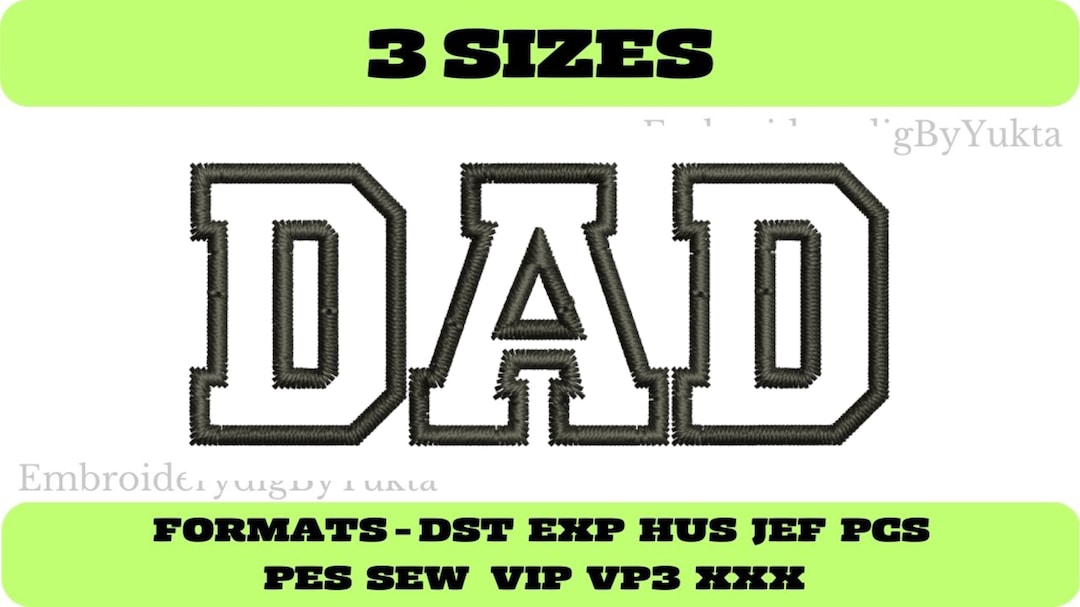Dad Outline Embroidery Design | Dad Outline Dst File | Boo Jef File ...