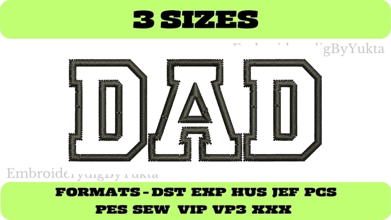 Dad Outline Embroidery Design | Dad Outline Dst File | Boo Jef File ...