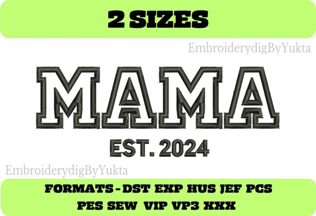 Mama Outline Embroidery Design | Mama Outline Dst File | Mama Outline ...