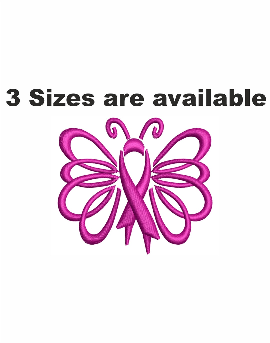 Butterfly Cancer Ribbon Embroidery Design | Dst File | Jef File | Pes ...