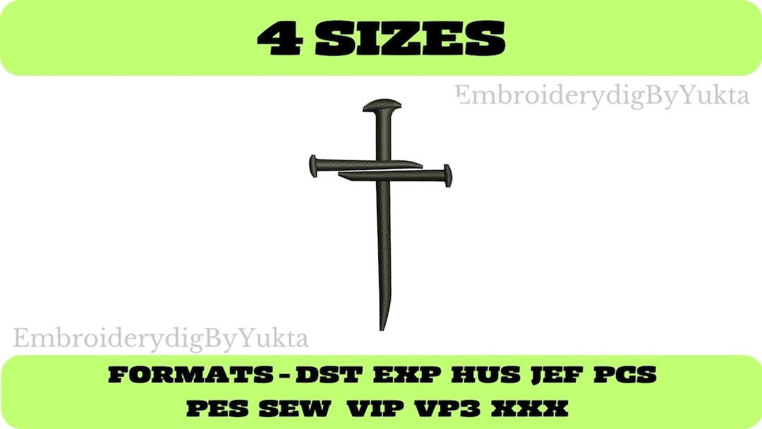 Nail Cross Embroidery Design | Nail Cross Dst File | Nail Cross Jef ...