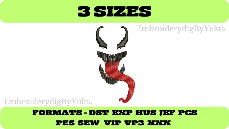 Venom Embroidery Design | Venom Dst File | Venom Jef File | Venom Pes ...