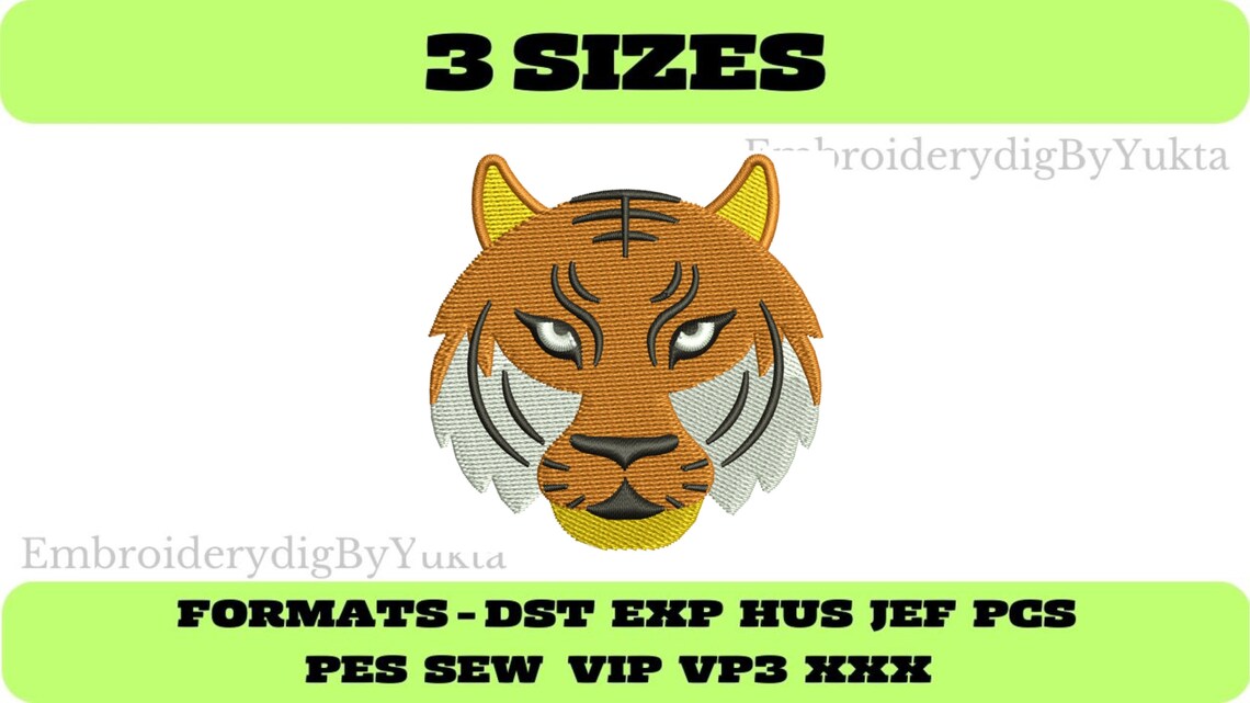 Tiger Face Embroidery Design | Tiger Face Dst File | Tiger Face Jef ...