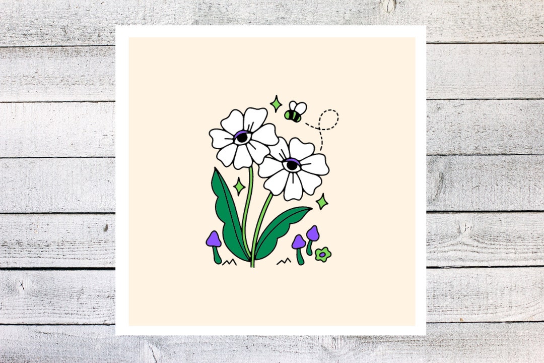 Trippy Flowers Sticker, Simple Flower Design Sticker for Laptops ...