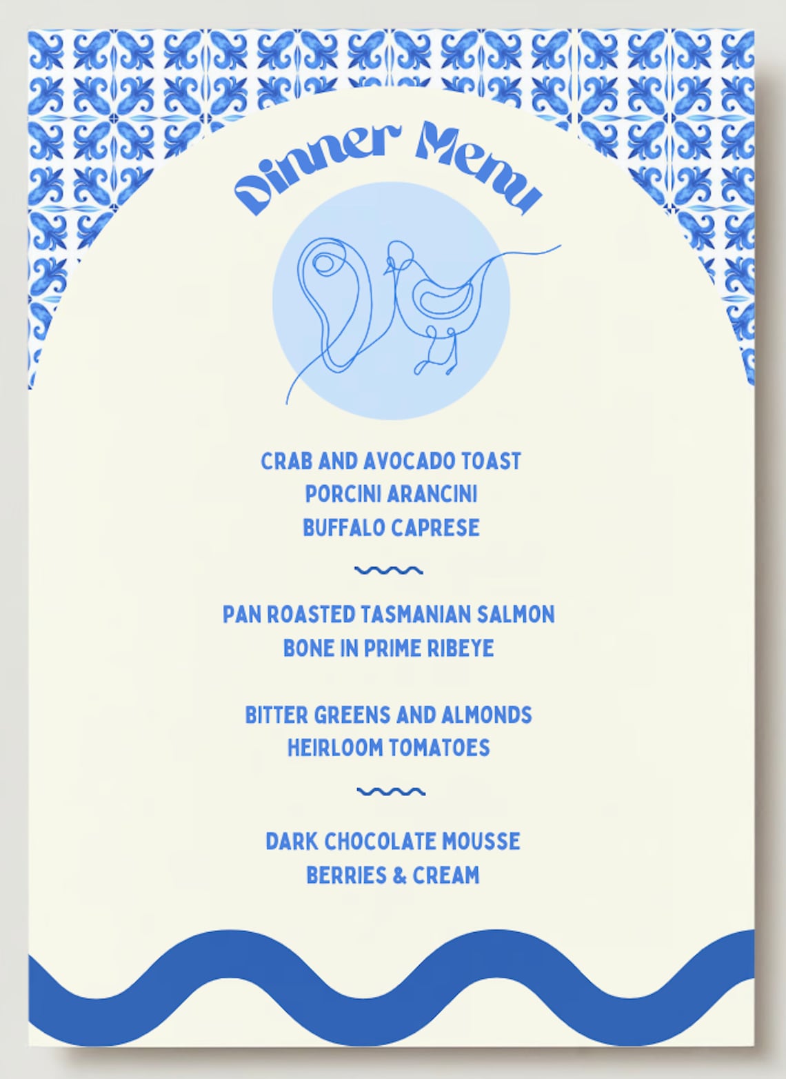 Italian Wedding Menu Template | Santorini Italy Dinner Drinks Menu ...