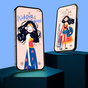 Wallpaper Wonder Woman Kids Drawing Style, Pink & Heroic Phone ...