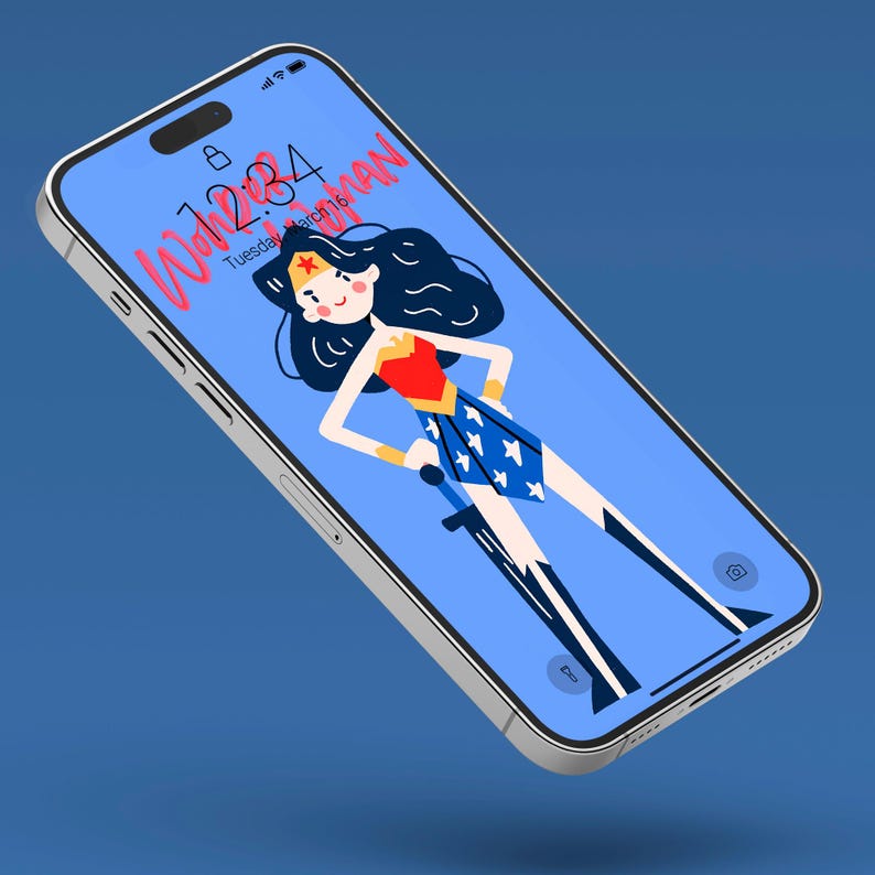 Wallpaper Wonder Woman Kids Drawing Style, Pink & Heroic Phone ...