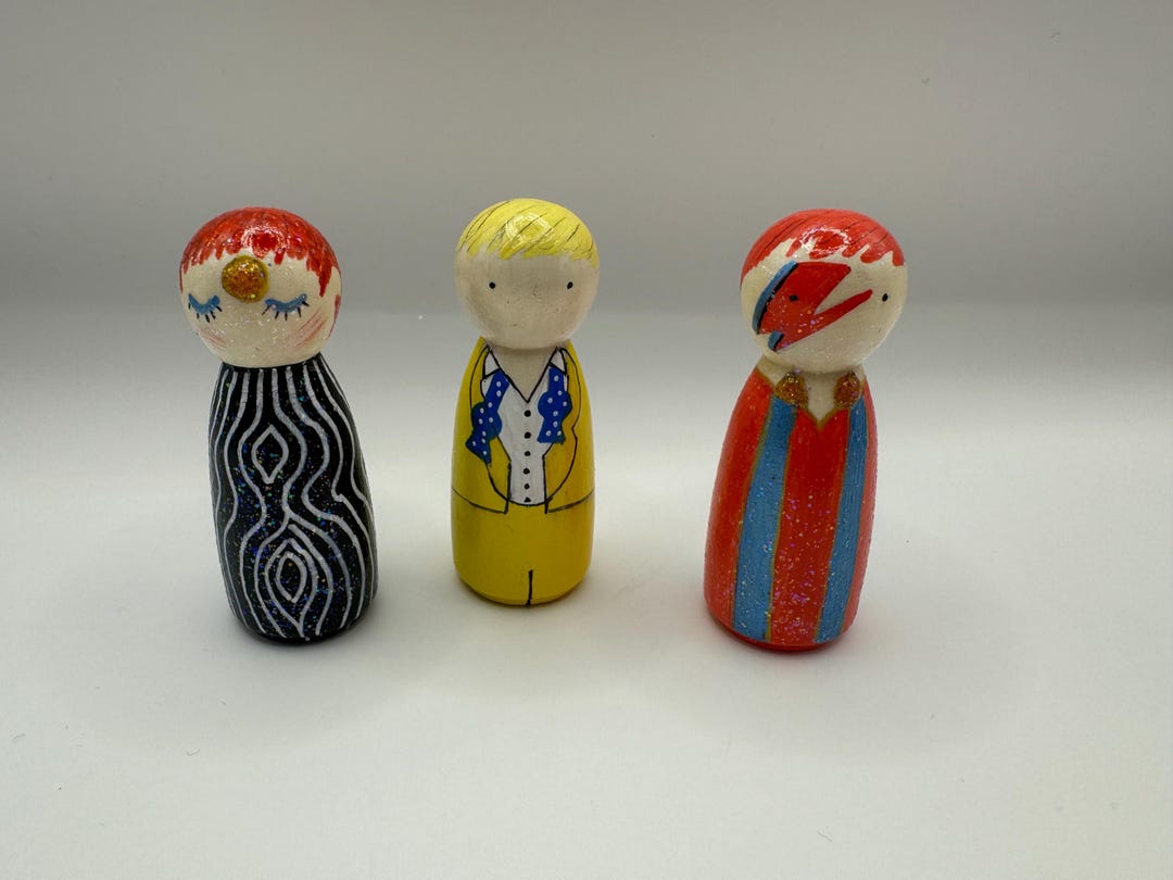 Handpainted David Bowie Wooden Peg Doll: Ziggy Stardust Fan Gift - Etsy UK