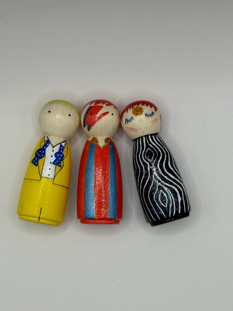 Handpainted David Bowie Wooden Peg Doll: Ziggy Stardust Fan Gift - Etsy UK