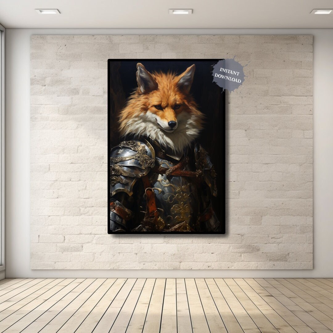 Fox Knight Armor, Wall, Art for DIY, Home Decor, Digital Print, Instant ...